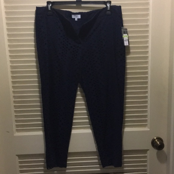 crown & ivy | Pants & Jumpsuits | Navy Eyelet Capri Pants | Poshmark